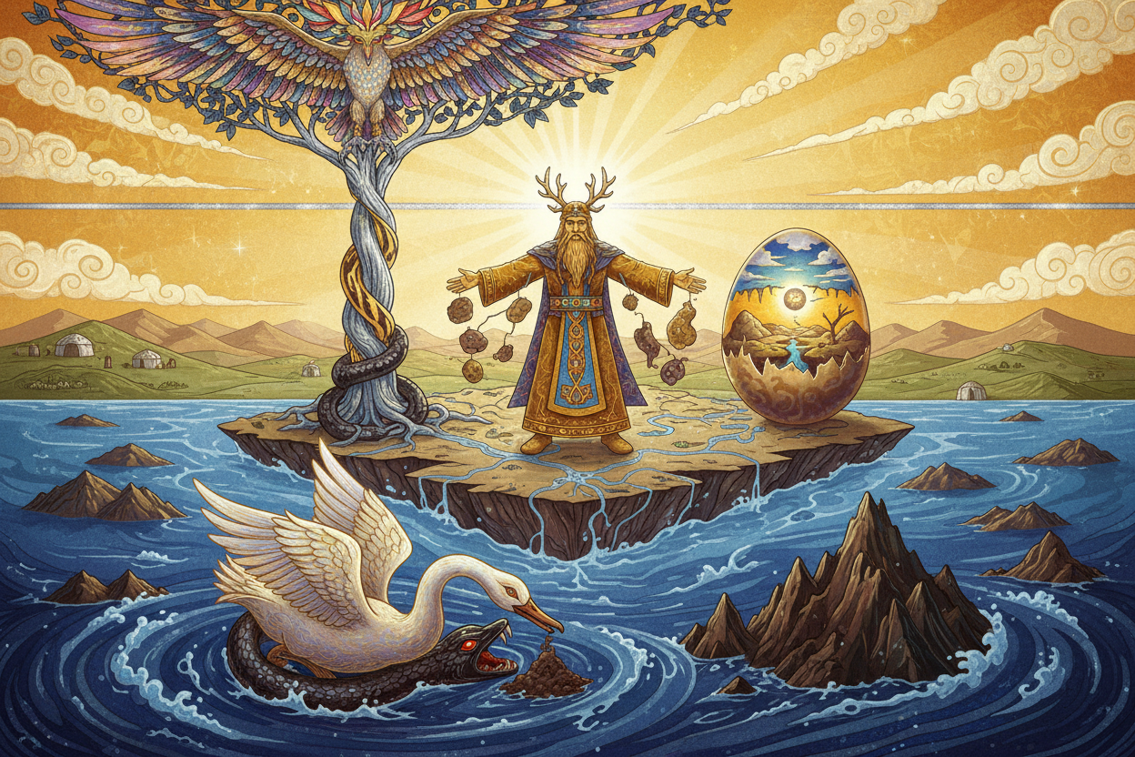 Altaic Creation Myths - Earth Diver & Cosmic Egg | Central Asian ...