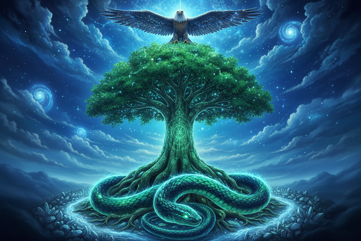 Birds, Trees, and Serpents as Axis Mundi Symbols | Sacred Triad ...