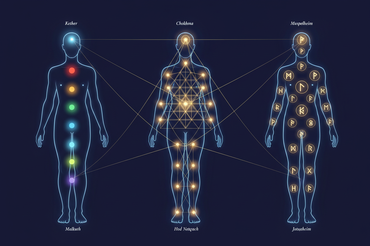 Body-Cosmos Mapping: Chakras, Sephiroth, Runes | Sacred Anatomy ...