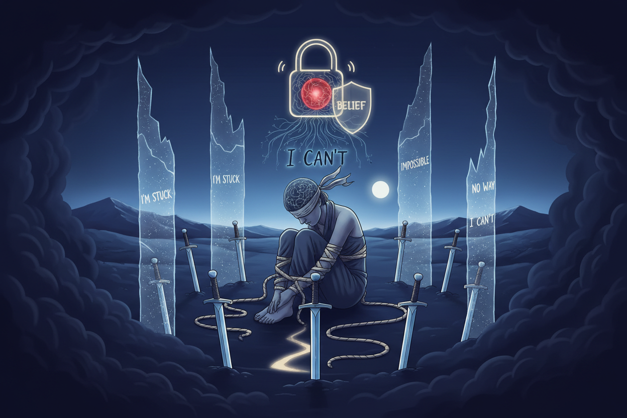 Eight of Swords: Learned Helplessness and Limiting Beliefs | Swords ...