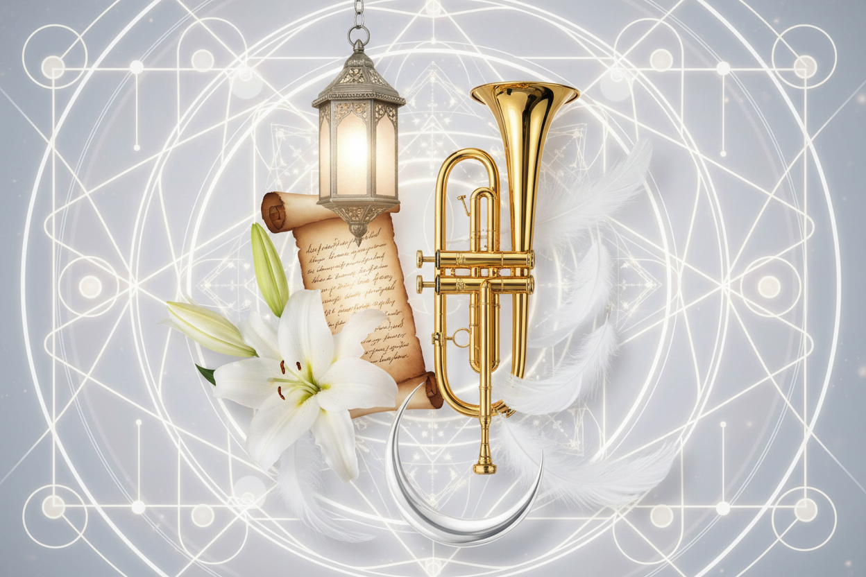 Archangel Gabriel Symbols & Colors | Trumpet, Lily & Sacred Meaning ...