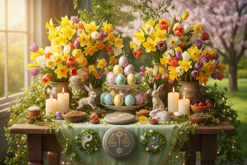 Ostara Altar: Eggs, Spring Flowers & Hare Symbols – Nicole's ritual ...