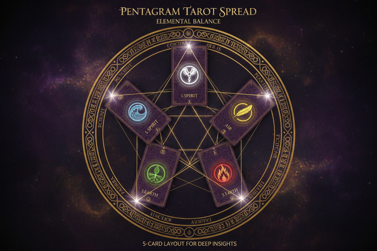Pentagram Spread: 5-Point Star Layout | Elemental Balance Tarot ...