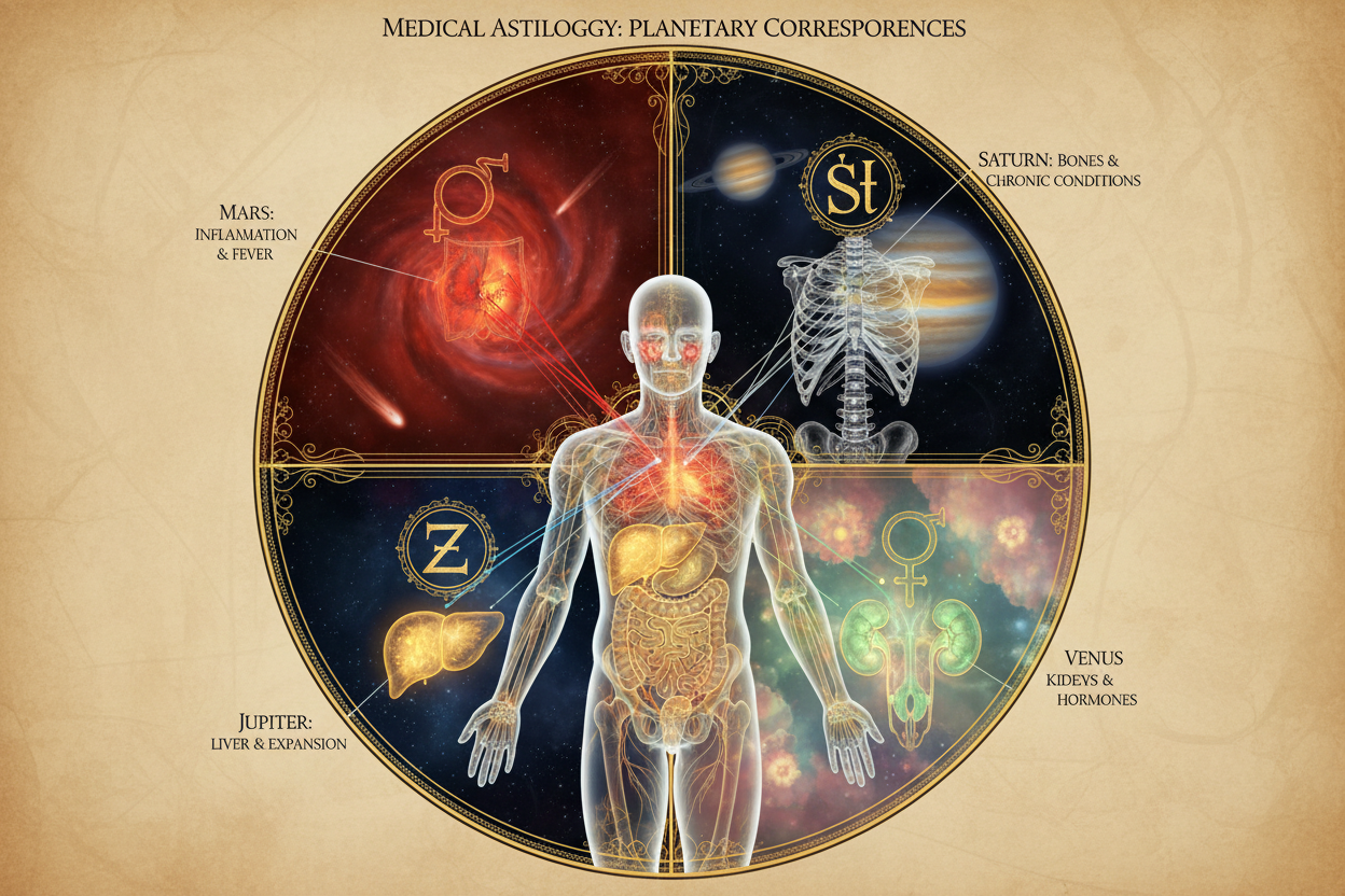 Planetary Rulerships: Mars (Inflammation), Saturn (Chronic), etc ...