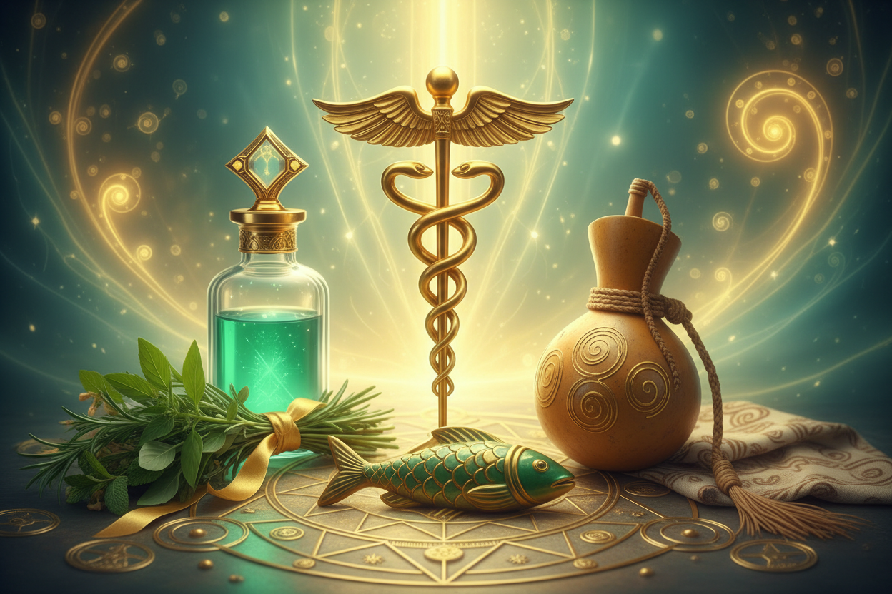 Archangel Raphael Symbols & Colors | Staff, Fish & Healing Green ...