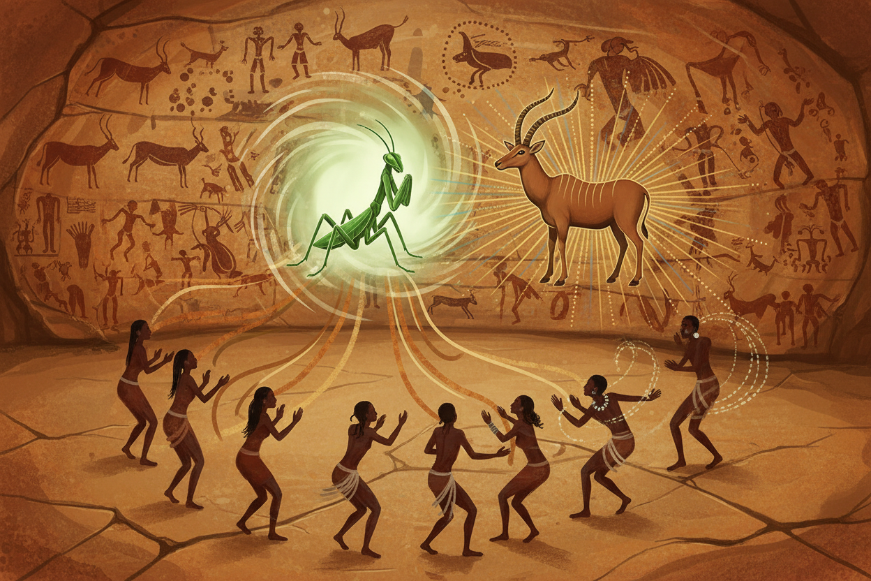 San Bushmen: The Mantis and Creation - Trickster God of the Kalahari ...