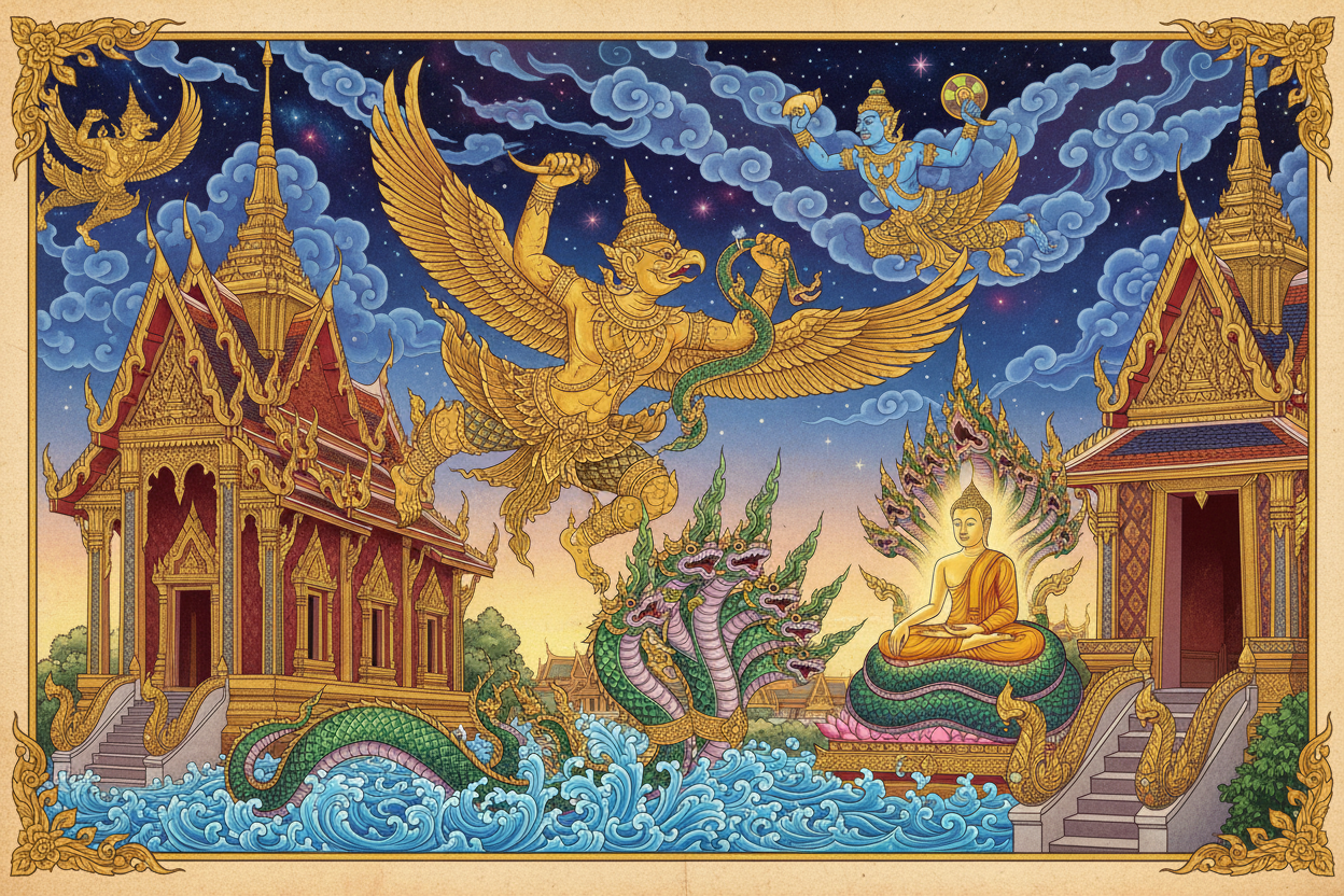 Thai Garuda and Naga - Eternal Battle Between Sky and Water | Thai ...