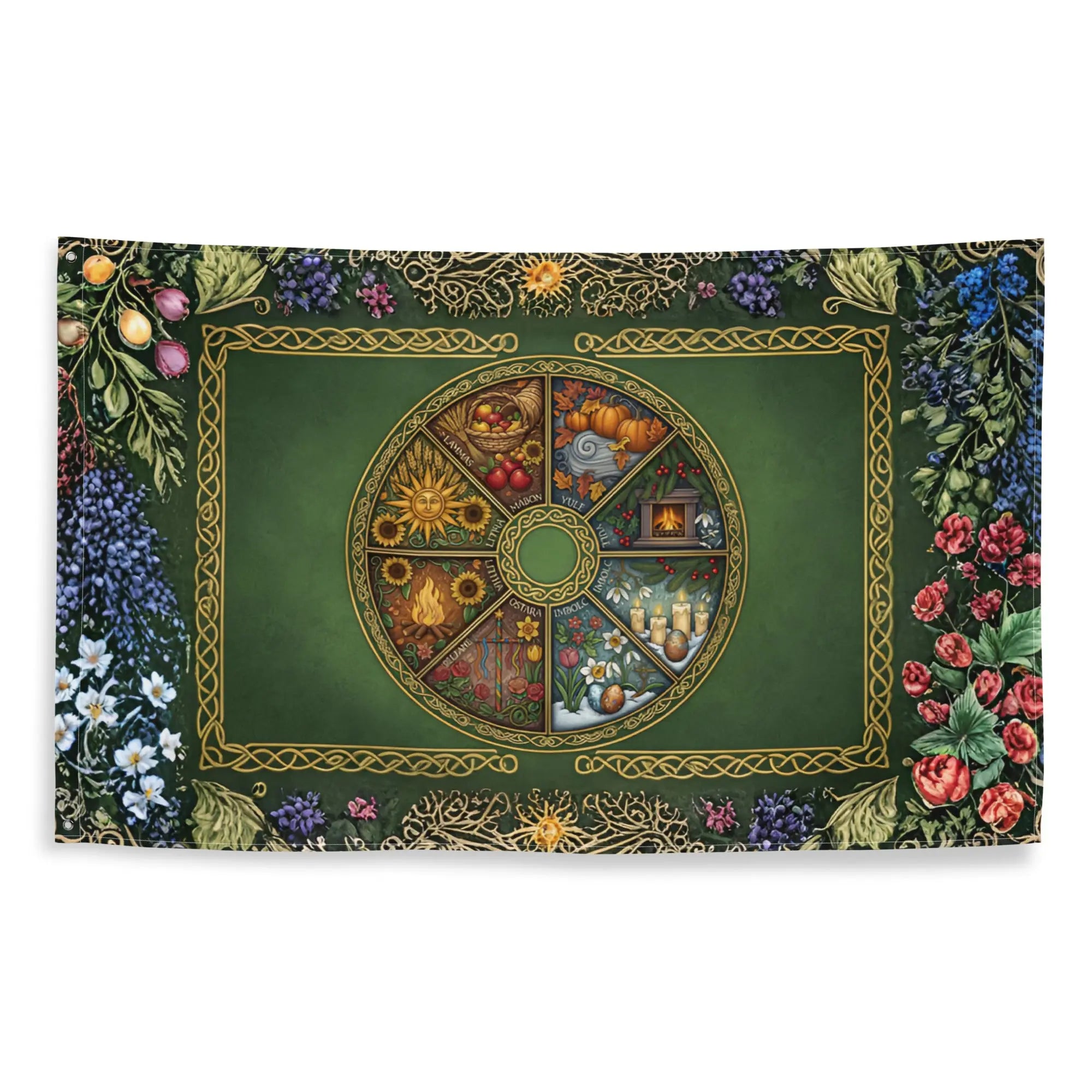 Wheel of the Year Mandala Flag | Sabbat Altar Cloth & Seasonal Ritual ...